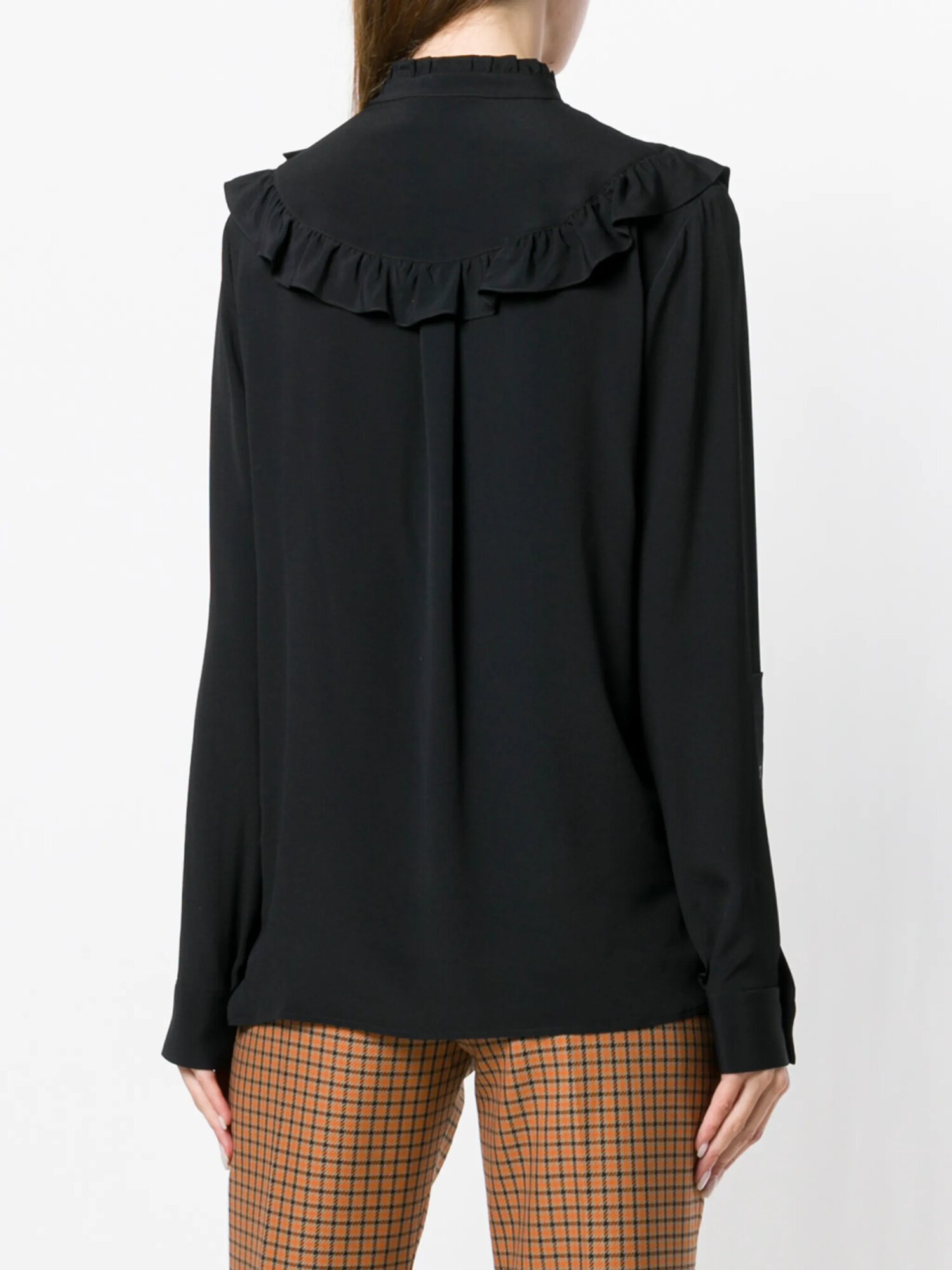 Блуза N° 21 Ruffle trim blouse, размер 40, черный — фото 1