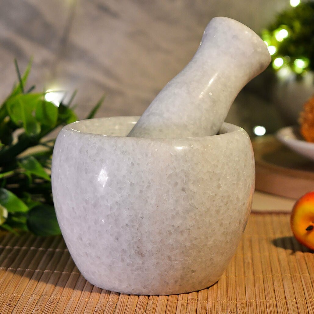 Ступка с пестиком 10×7,5см, мрамор, цвет в ассортименте, прочная и удобная