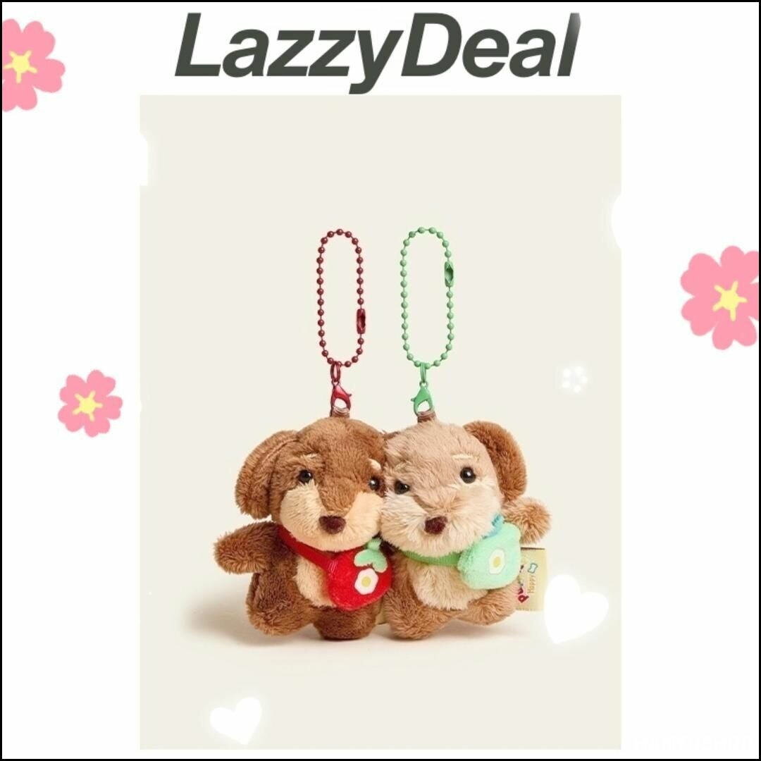 Брелок LazzyDeal "Щенки таксы", с сумочками, парные, ворсин, 15x10x13 см