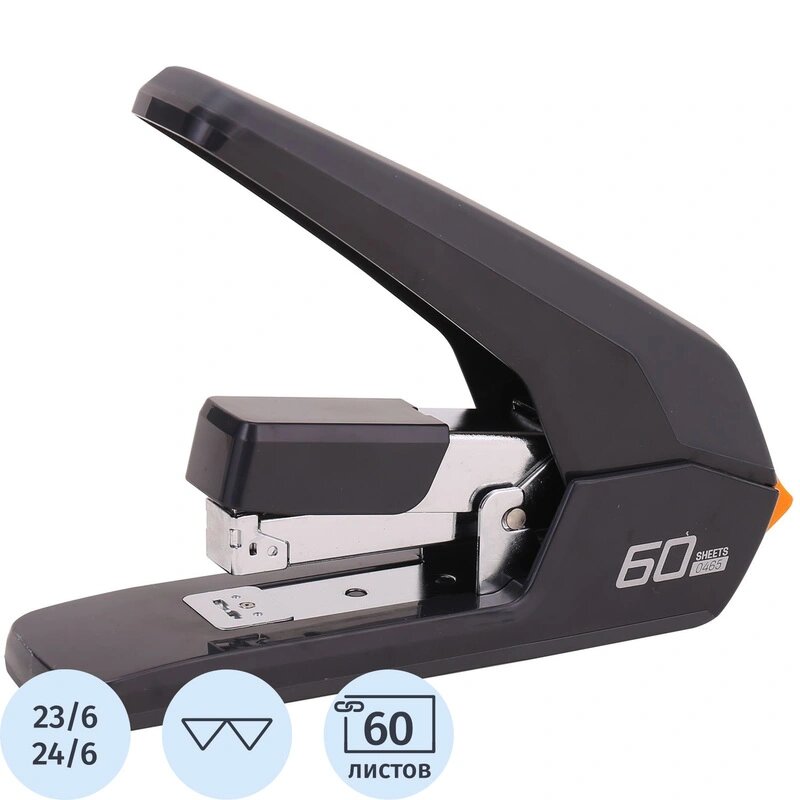 Степлер Deli E0465BLACK Expert 24/6 26/6 23/6 23/8 23/10(60л)сниж усил черн