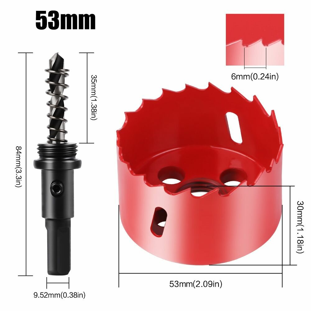 Коронка биметаллическая 53 мм для сверления металла, дерева и пластика, универсальная насадка для дрели, точное чистое отверстие
