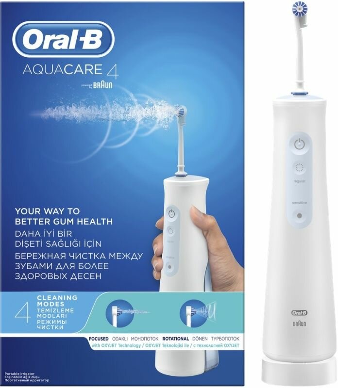 Ирригатор Oral-B "Aquacare 4", Oxyjet, пульсирующий, для взрослых и детей, 145 мл