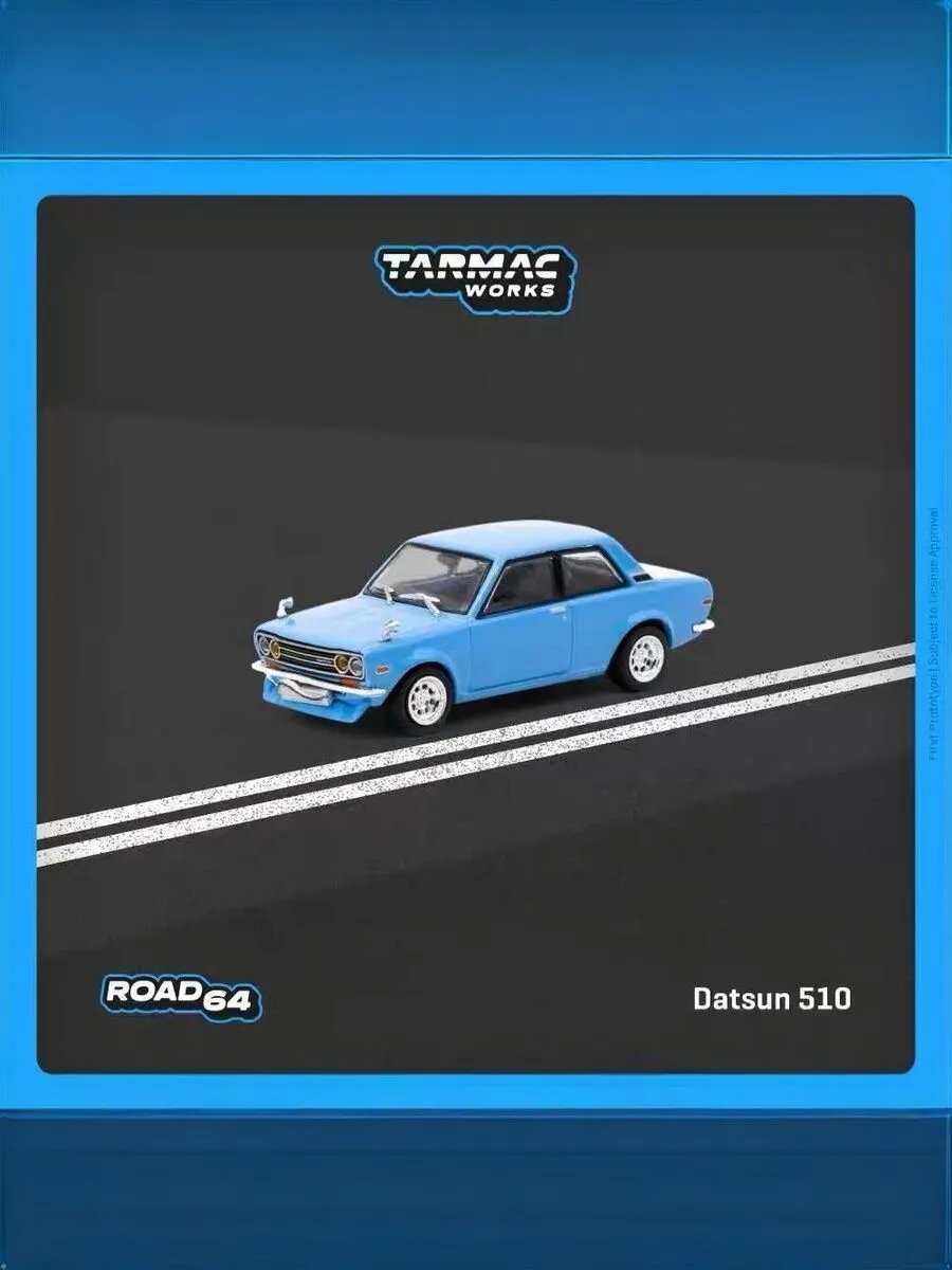 Машинка Tarmac Works TW 1/64 Datsun 510 Light Blue Die-cast Alloy Car Model Collection Display Gift