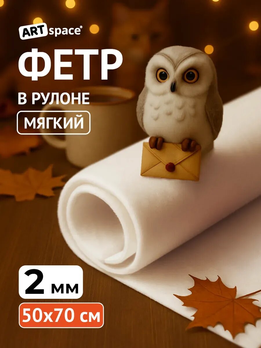 Белый фетр для рукоделия в рулоне