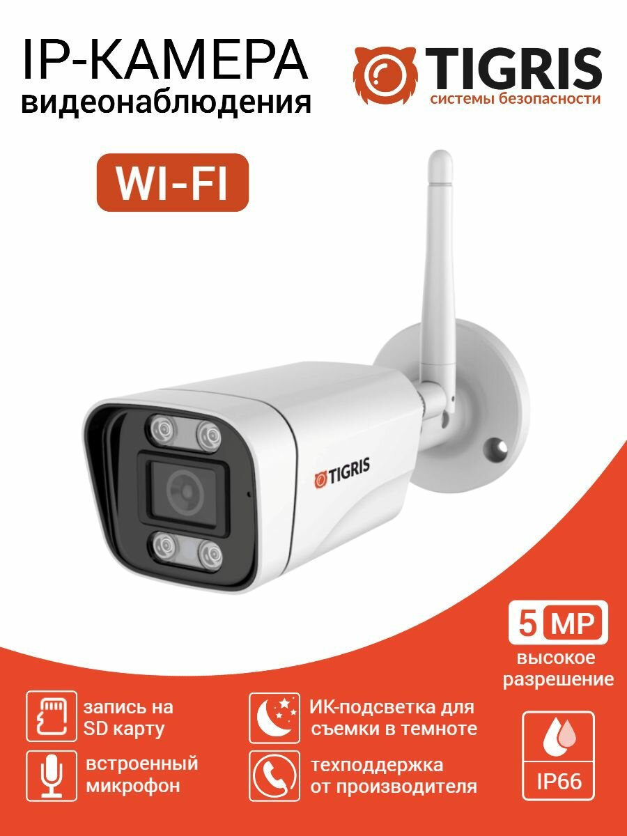 Уличная WI-FI камера видеонаблюдения TI-S5MW с микрофоном и записью на SD-карту
