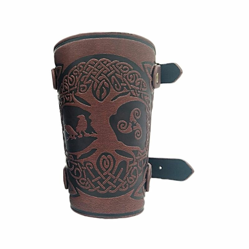 Защита запястья с тисненой фурнитурной пряжкой-коричневый