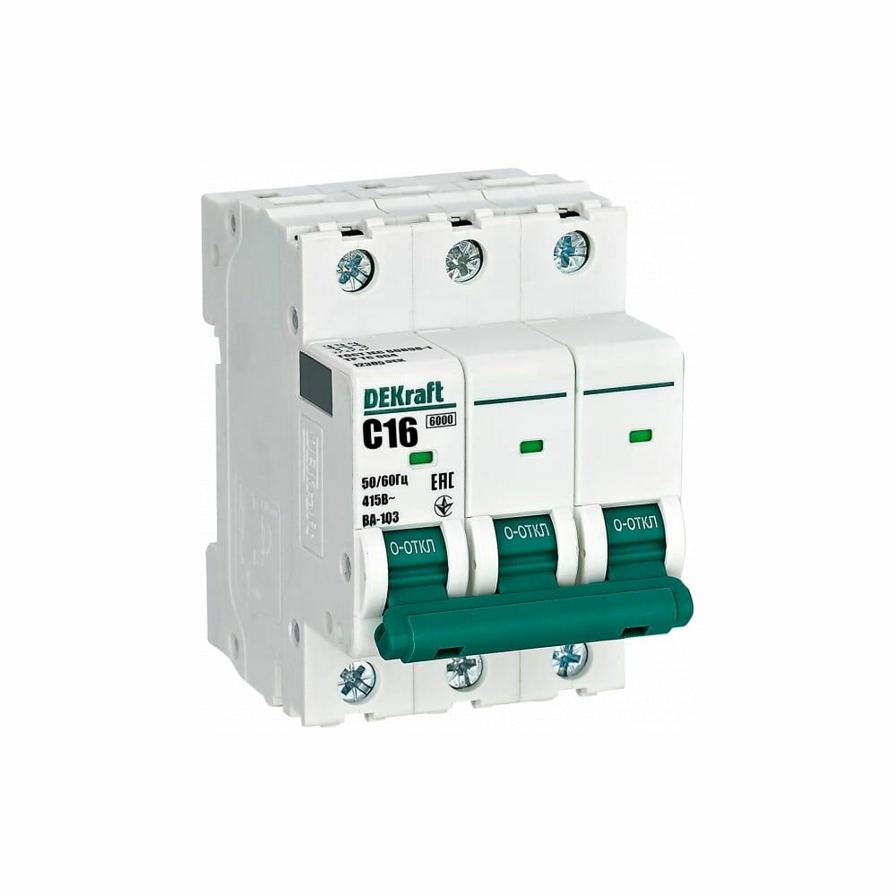Выключатель автоматический модульный 3п C 16А 6кА ВА-103 DEKraft 12305DEK