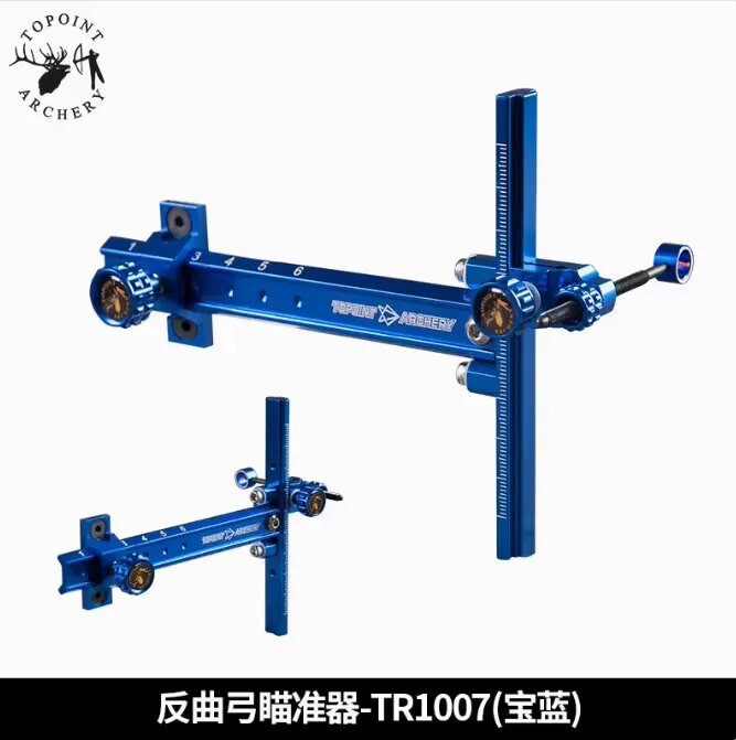 TOPOINT TR1007 Рекурсивный носовой прицел из алюминиевого сплава вверх, вниз, левый и правый регулируемый конкурентоспособный прицел с рамой, Синий