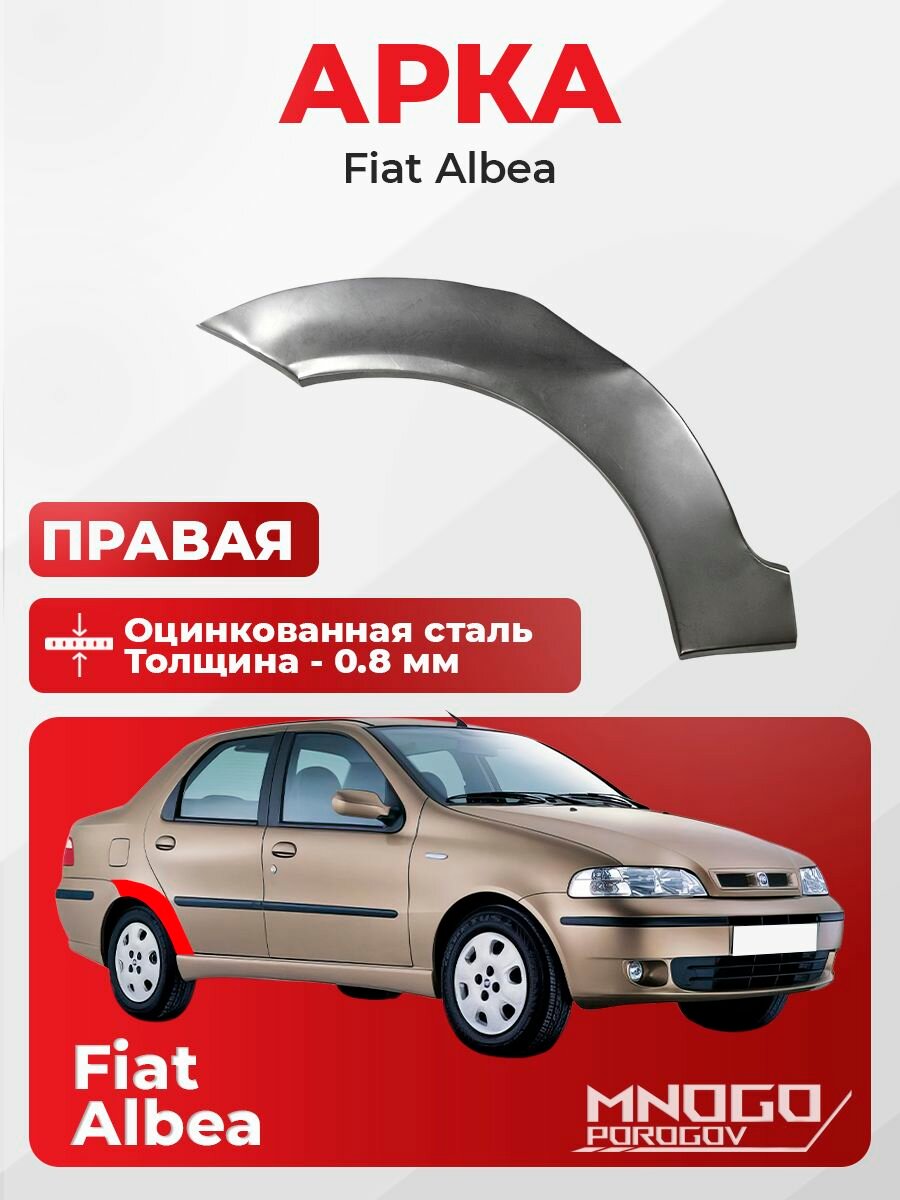 Задняя правая арка на Fiat Albea седан 4 двери 2002-2012, оцинкованная сталь, толщина 0,8 мм Фиат альбеа 1, кузовной ремонт.