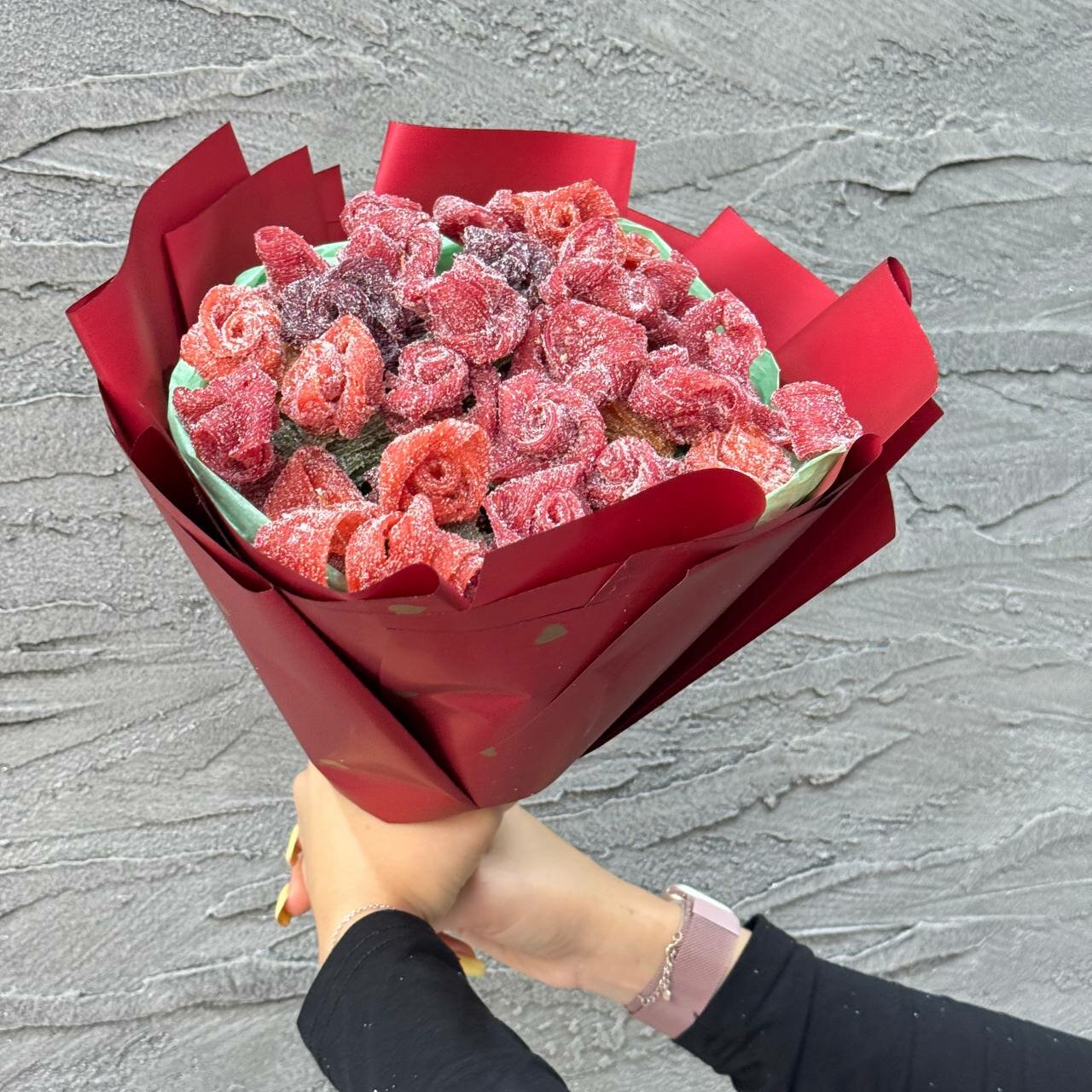 Букет из мармеладных роз. Сладкий съедобный букет. Вкусные цветы