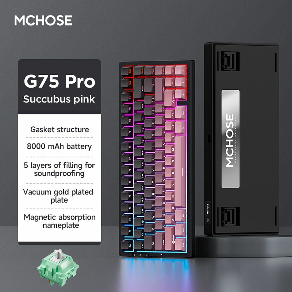 MCHOSEG75Pro Механическая клавиатура, капуста тофу ось, 3 режима, батарея 8000 мАч, горячая розетка, эргономика