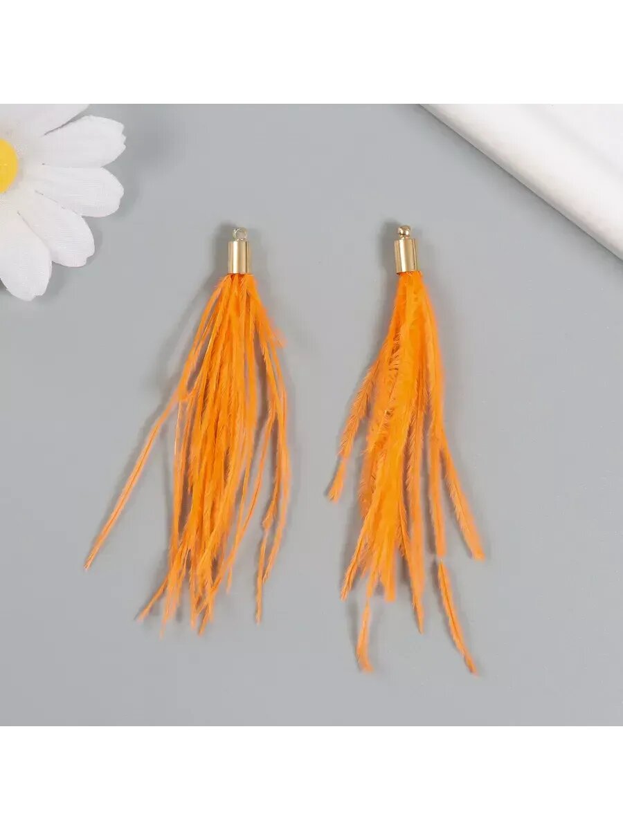 Декор для творчества перо "Кисть Страус" 2 шт 9х0,5 см