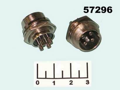 Разъем 4pin штекер хром GX16 (MIC-16-4) (GX16M-4C)