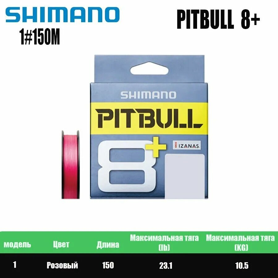 SHIMANO PITBULL 8+ 1.0 #150m Леска Леска плетёный для рыбалки