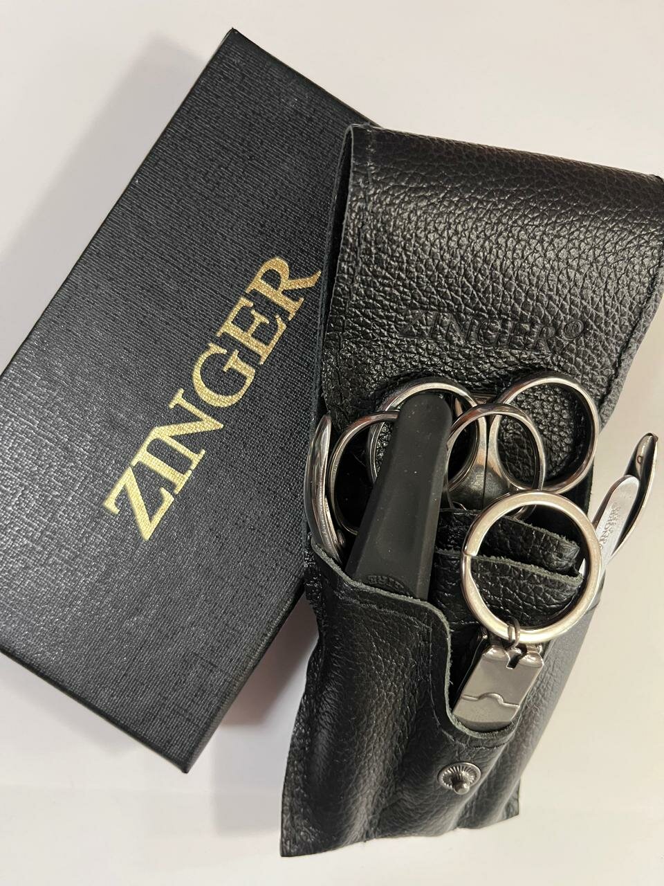 Маникюрный набор ZINGER MS-ZM-12, S-SF дорожный, медицинская сталь, 5 предметов, черный матовый