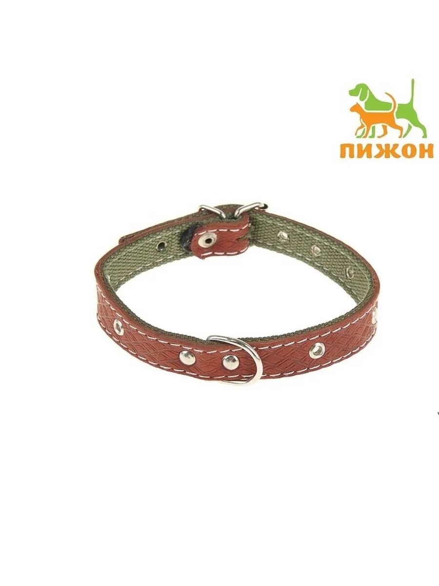 Стильный кожаный ошейник с металлическим украшением