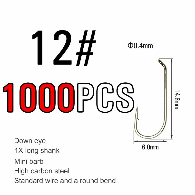 ICERIO рыболовные крючки из высокоуглеродистой стали 500/1000 шт. 1000pcs Size 12