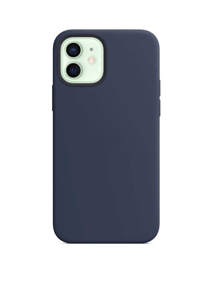 Чехол силиконовый Магсейф для iPhone 12 Mini Deep Navy с анимацией NFC, Silicone case Магсейф для айфон 12 мини - Темно-синий