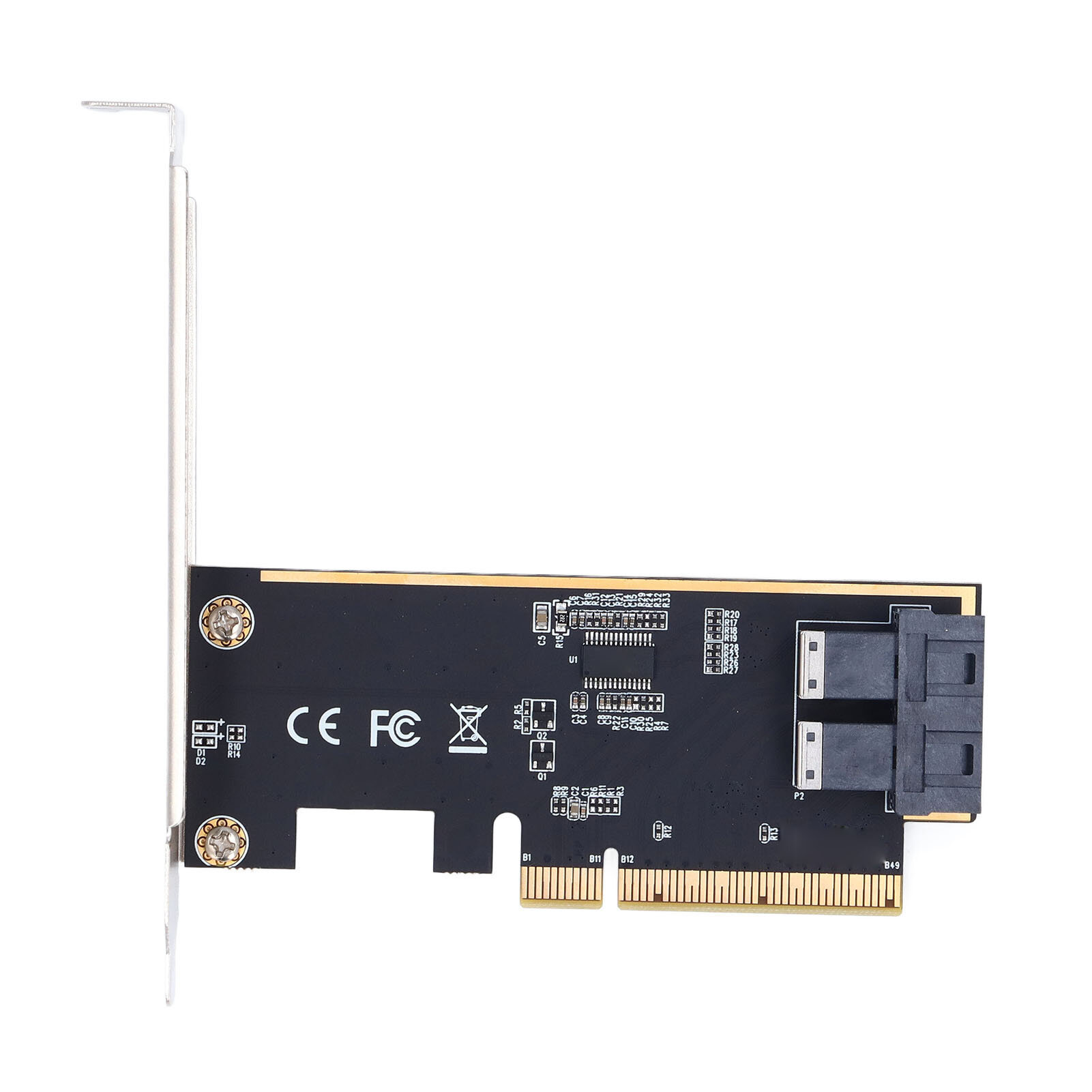 Карта адаптера PCI Express 3.0 x8 к двум портам U.2 SFF 8643 высокоскоростная до 64 Гбит с для компьютера