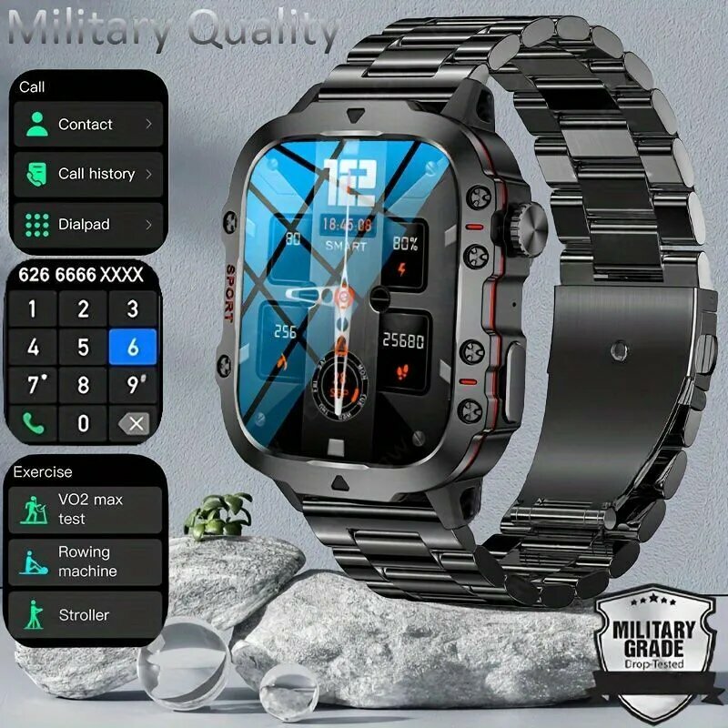 Умные часы SACOSDING "Black Steel A", 44мм, Bluetooth, GPS, Full HD экран