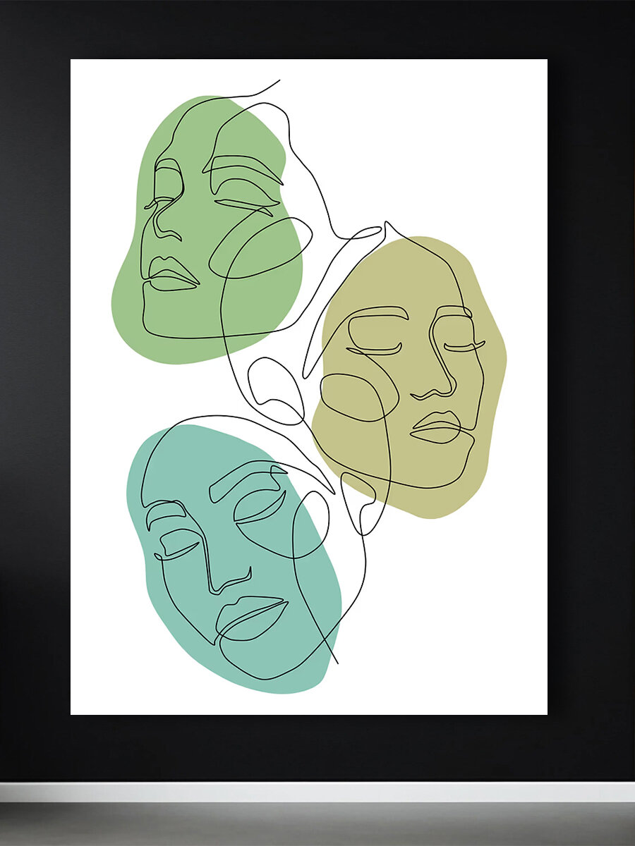 Картина на холсте - "Силуэт девушки, лицо женщины абстракция" , 30х40 см.