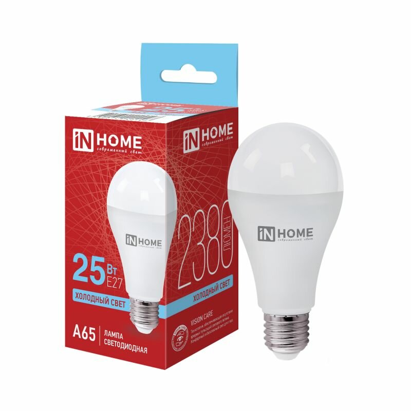 Лампа светодиодная LED-A65-VC 25Вт 230В Е27 6500К 2250Лм IN HOME (10шт)