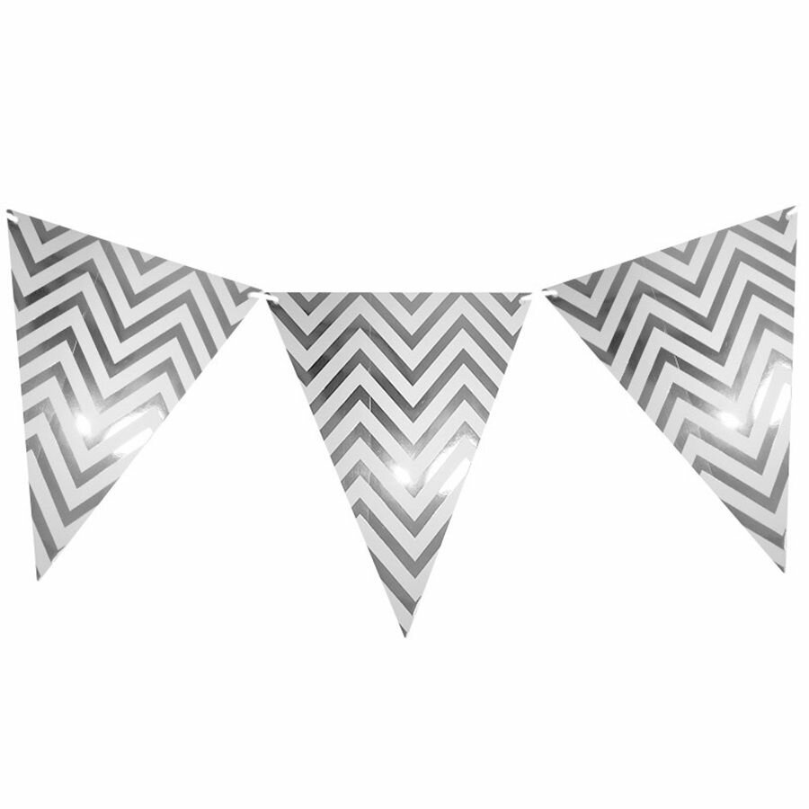 Гирлянда флажки Серебряные зигзаги, 250см