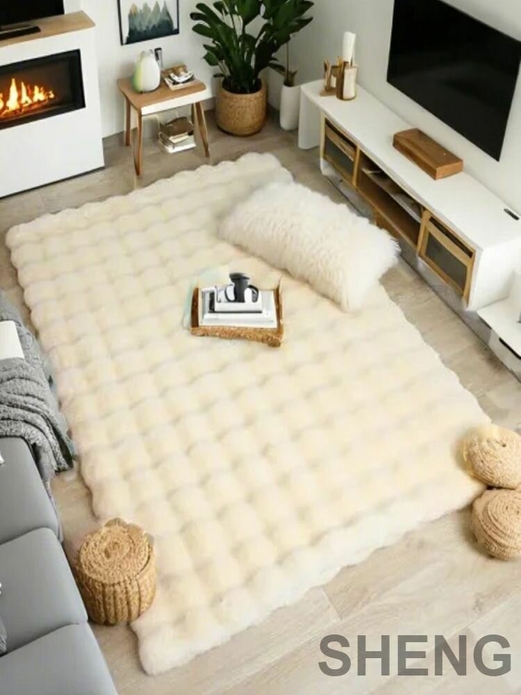 Ковер на пол пушистый с ворсом меховой 80x200см, пузырчатый флис, может использоваться в спальнях, гостиных и детских комнатах