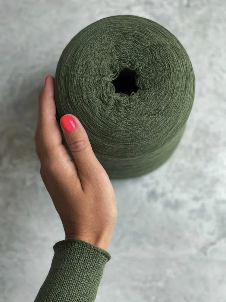 Итальянская пряжа Palermo filatura di Magia / 100% меринос / 100г-1500м / Оливковый