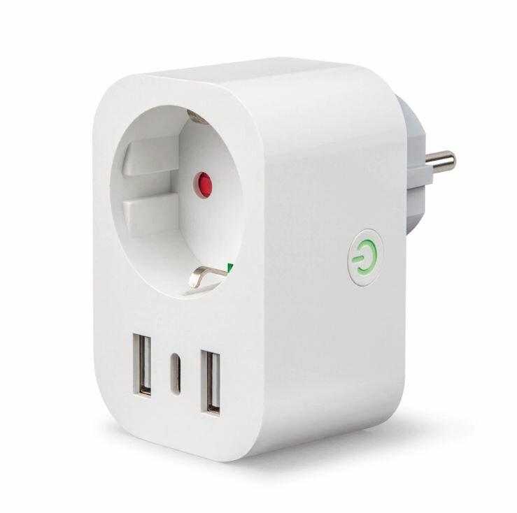 Умная розетка Wi-Fi + 2 USB + Type-C с счетчиком Uniel