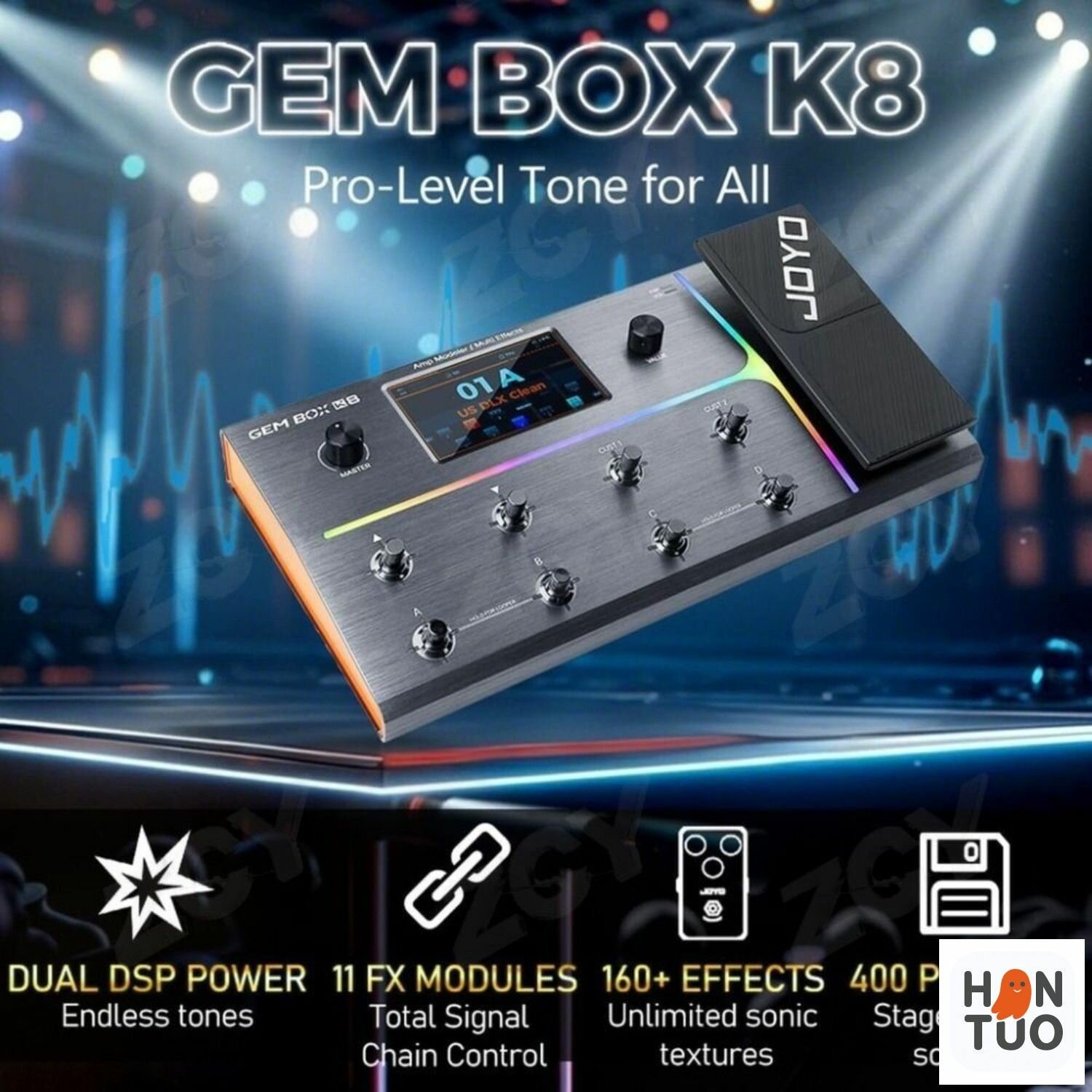 JOYO GEM BOX K8 Гитарный Процессор Мультиэффектов 5-дюймовый Сенсорный Экран, 160+ Эффектов