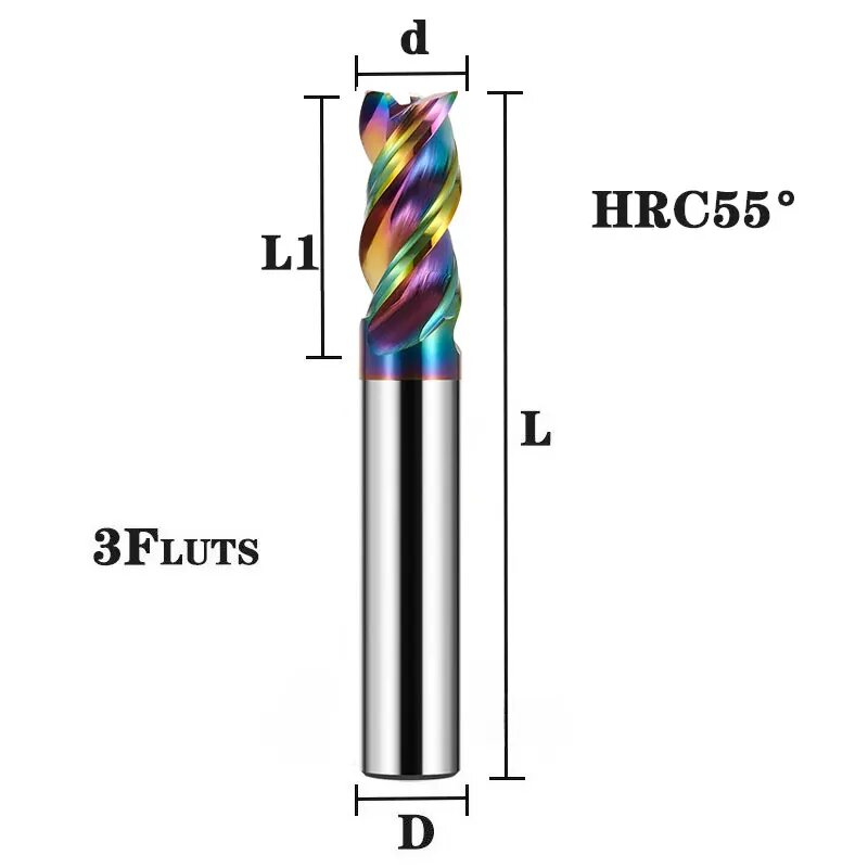 Концевая фреза с твердосплавным радиусом, алюминиевая фреза с ЧПУ для металла, 3F-DLC, d6x24x6Dx75L