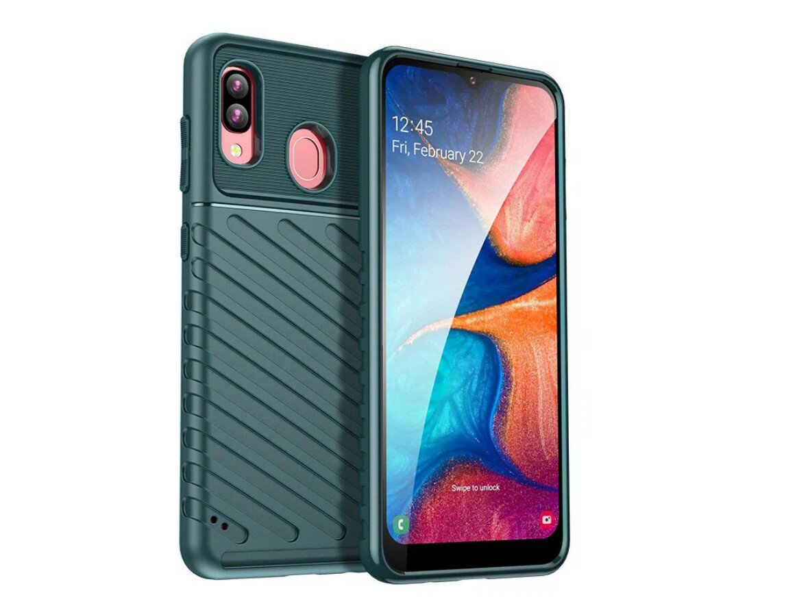 Фирменный красивый тонкий задний чехол панель бампер для Samsung Galaxy M10 SM-M105F (2019) силиконовый зеленый