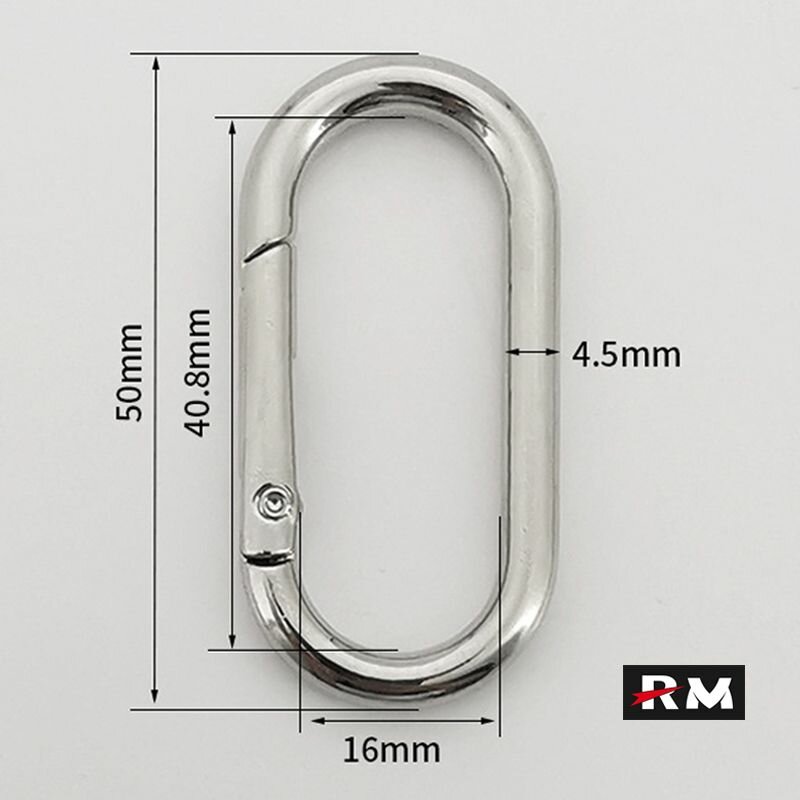 Карабин кольцо для сумок и ключей, пружинное овальное кольцо из цинкового сплава, серебристое, внутренний диаметр 40 мм, 2 шт, универсальная фурнитура для ремней и аксессуаров