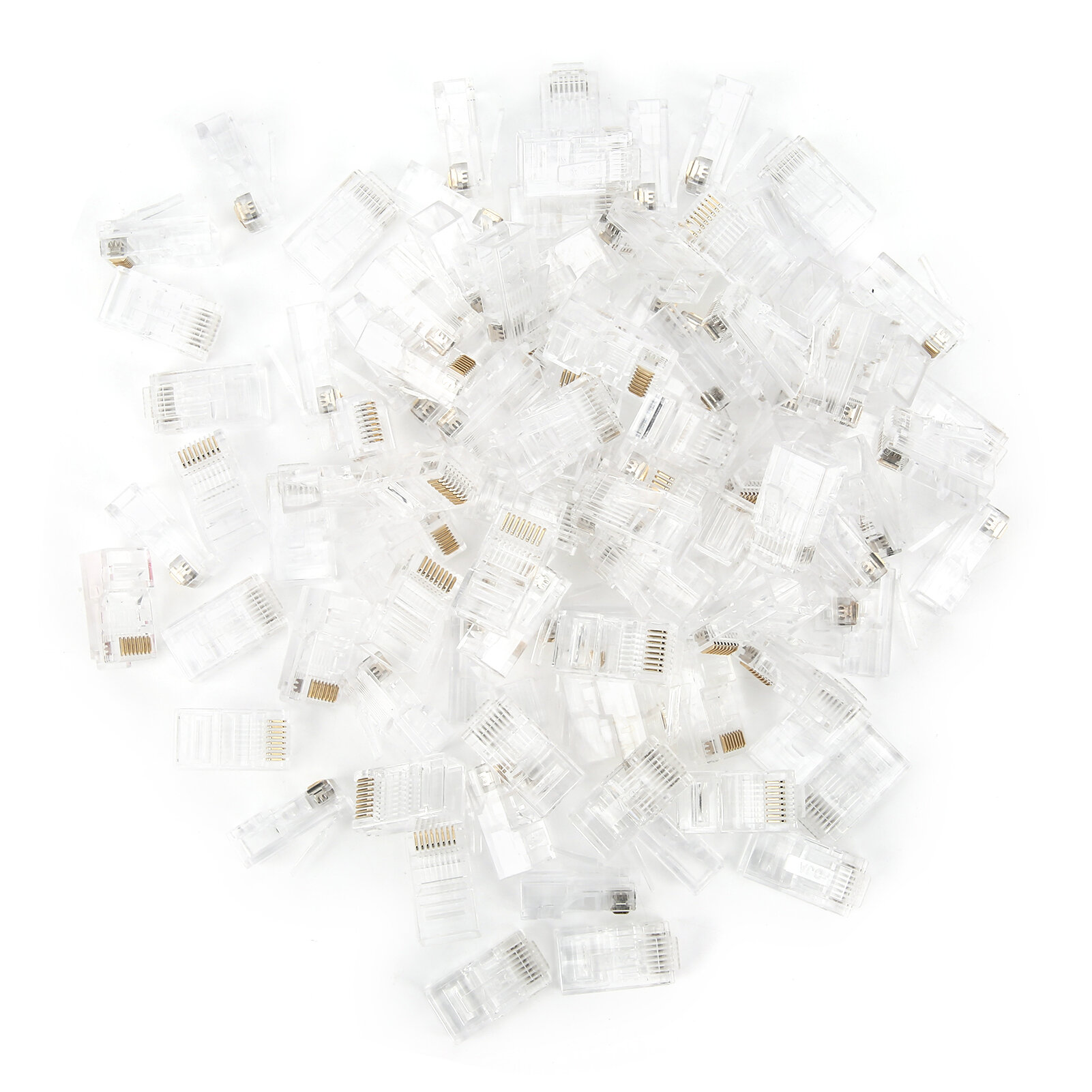 100 штук разъемов RJ45 Cat5E для неэкранированных сетевых кабелей с позолоченными контактами для компьютеров и роутеров