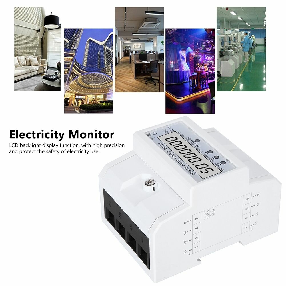 Счетчик энергии 3-фазный 4-проводной ЖК-цифровой дисплей DTS1891 Устройство измерения электрической энергии для умного дома