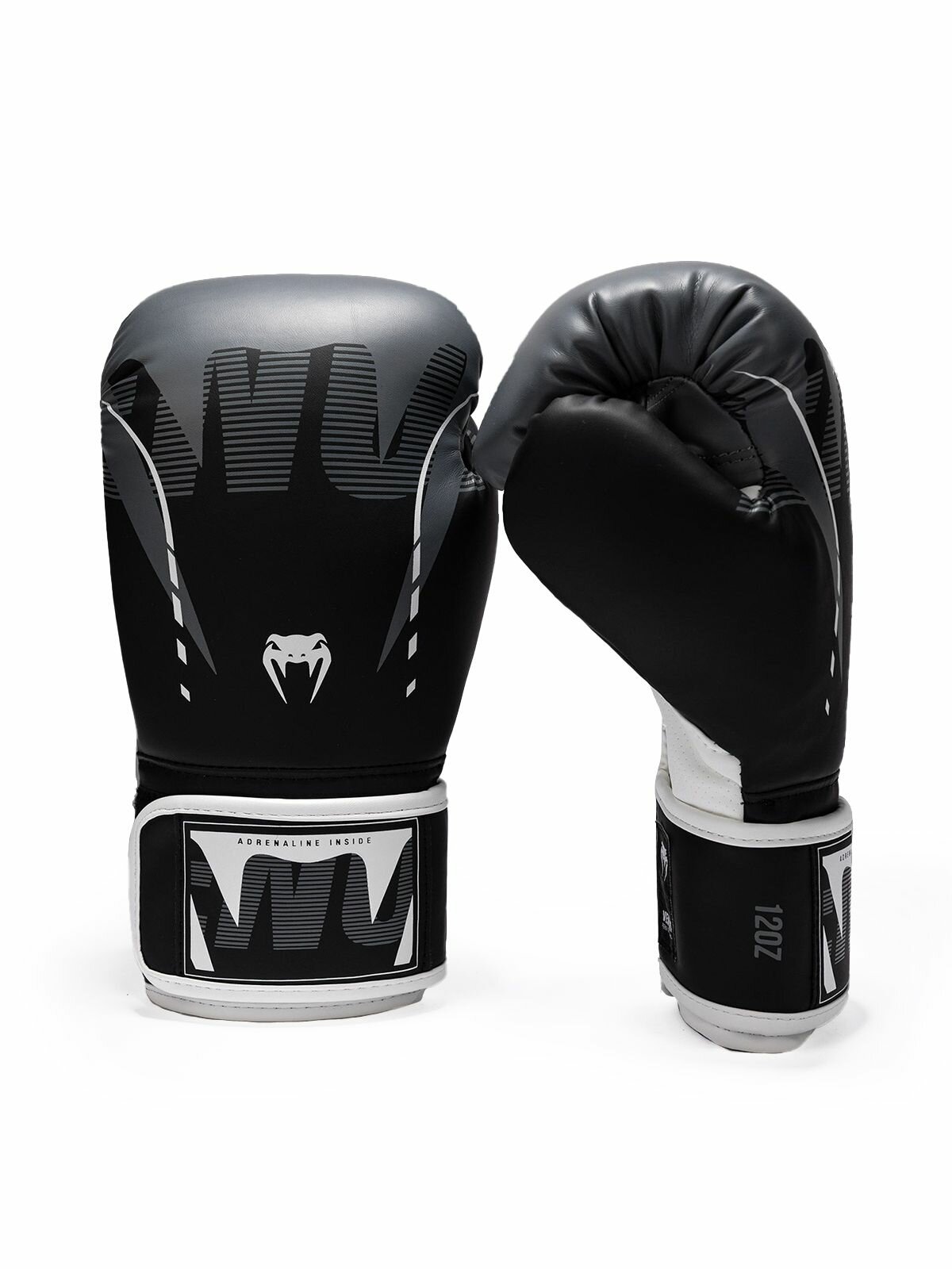 Перчатки боксерские Venum Adrenaline Black/Silver Grey (12 унций)