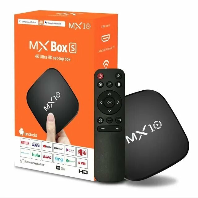 Телеприставка MX10 RK3228A Android 10 TV box 4k HD WiFi плеер TV BOXМедиаплеер Android, 2 ГБ/16 ГБ, Wi-Fi, черно-серый