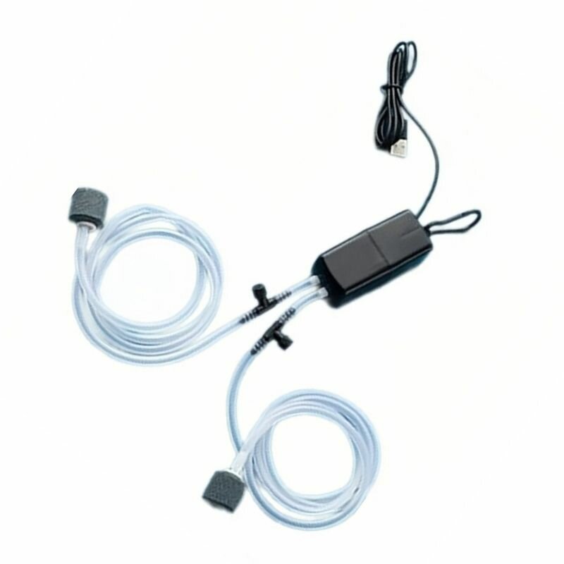 Насос для насыщения кислородом аквариума с двойным отверстием usb-черный