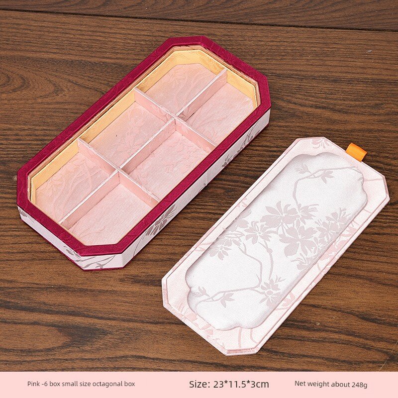 Розовая 6-отсечная маленькая шкатулка для ожерелий, браслетов и цепочек