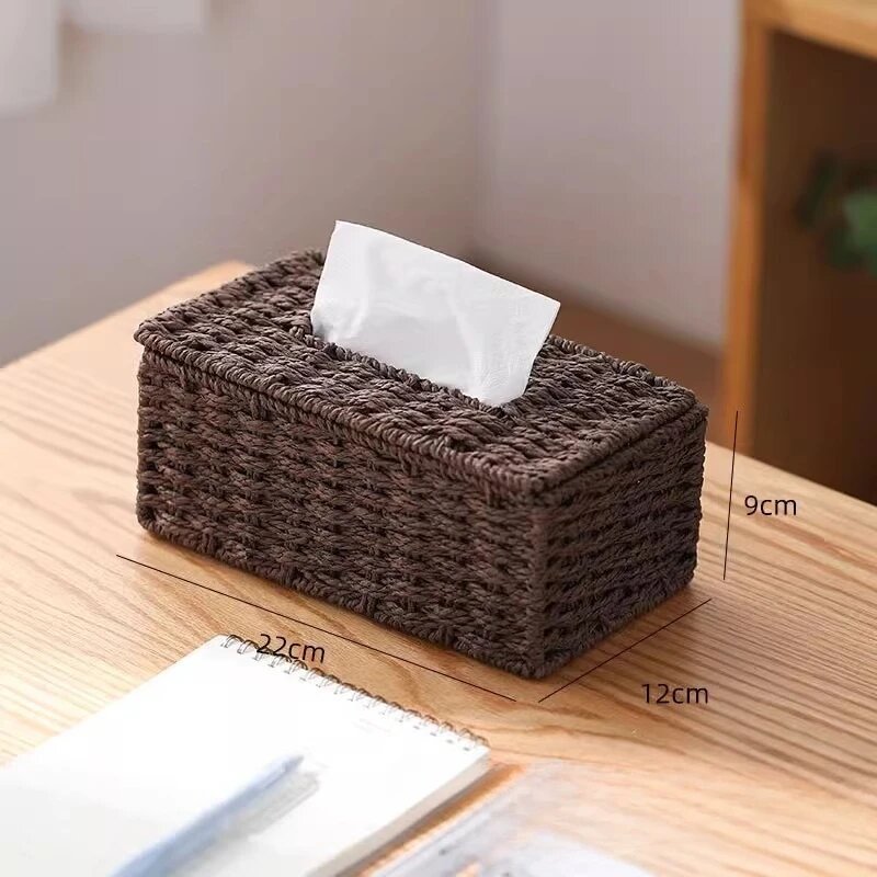 Коробка для салфеток плетеная коричневая 22x12x9 см