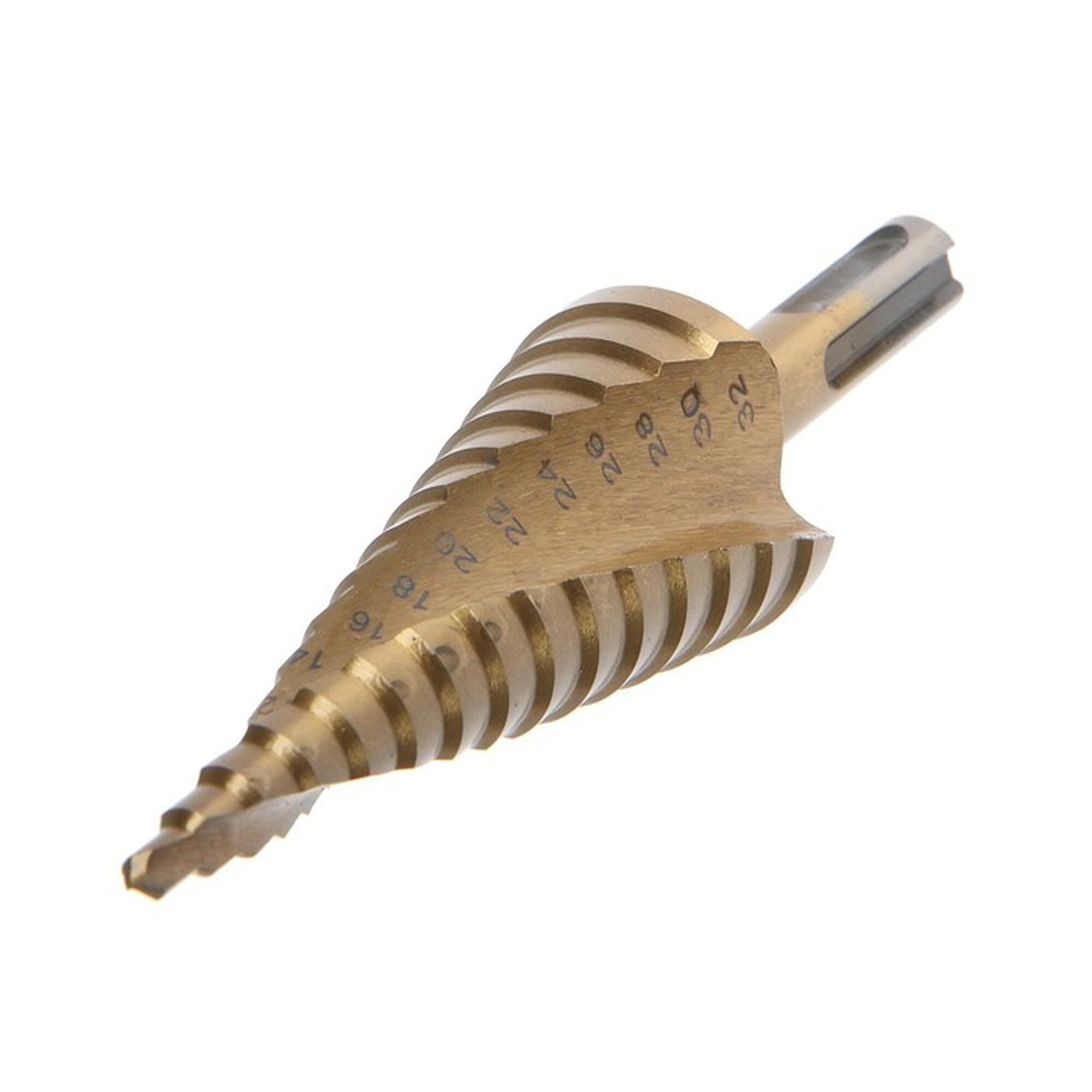 Сверло ступенчатое тундра профи, HSS, TiN, спиральный профиль, SDS-plus, 4-32 мм