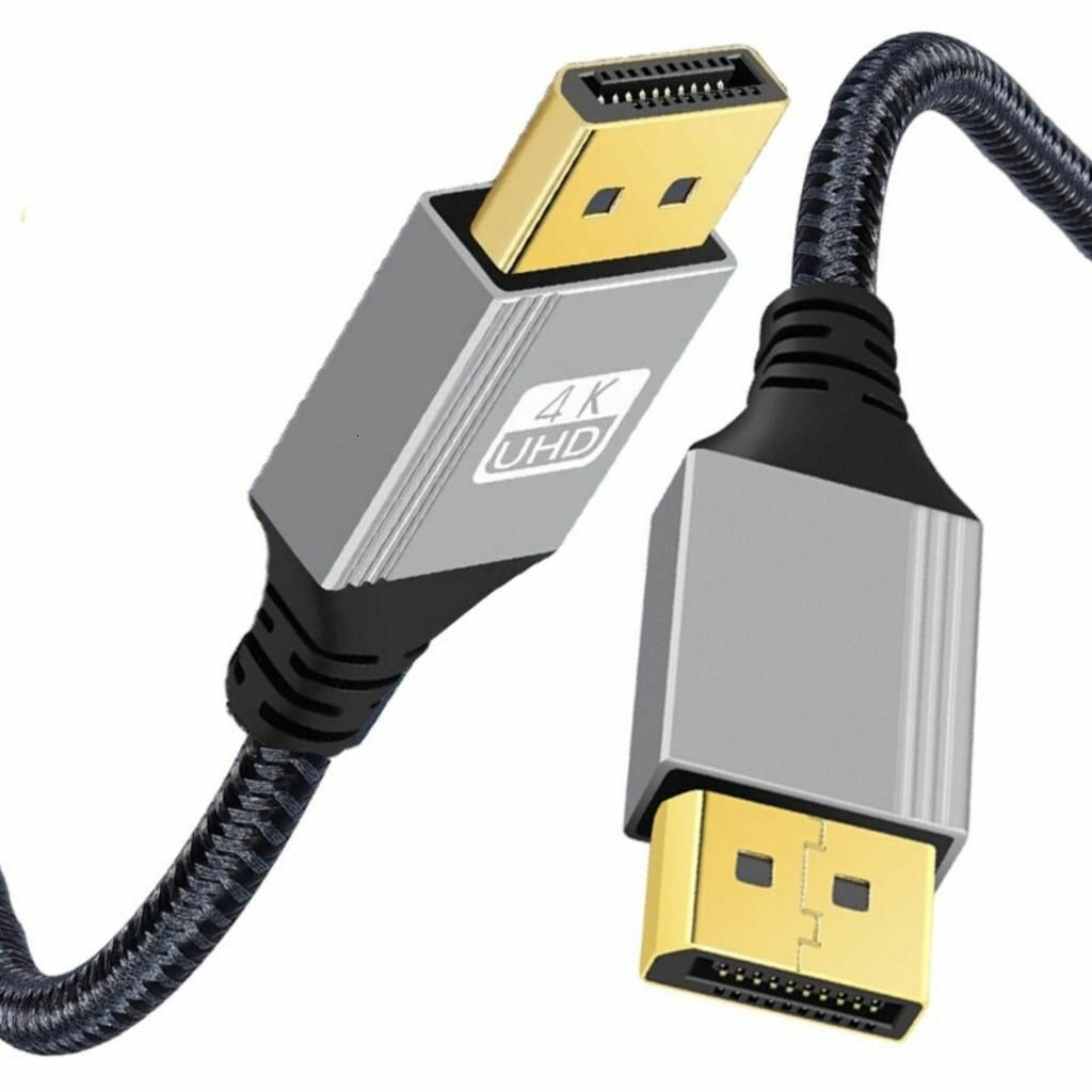 DP-кабель с двумя штекерами, позолоченными контактами и оплеткой, 1m