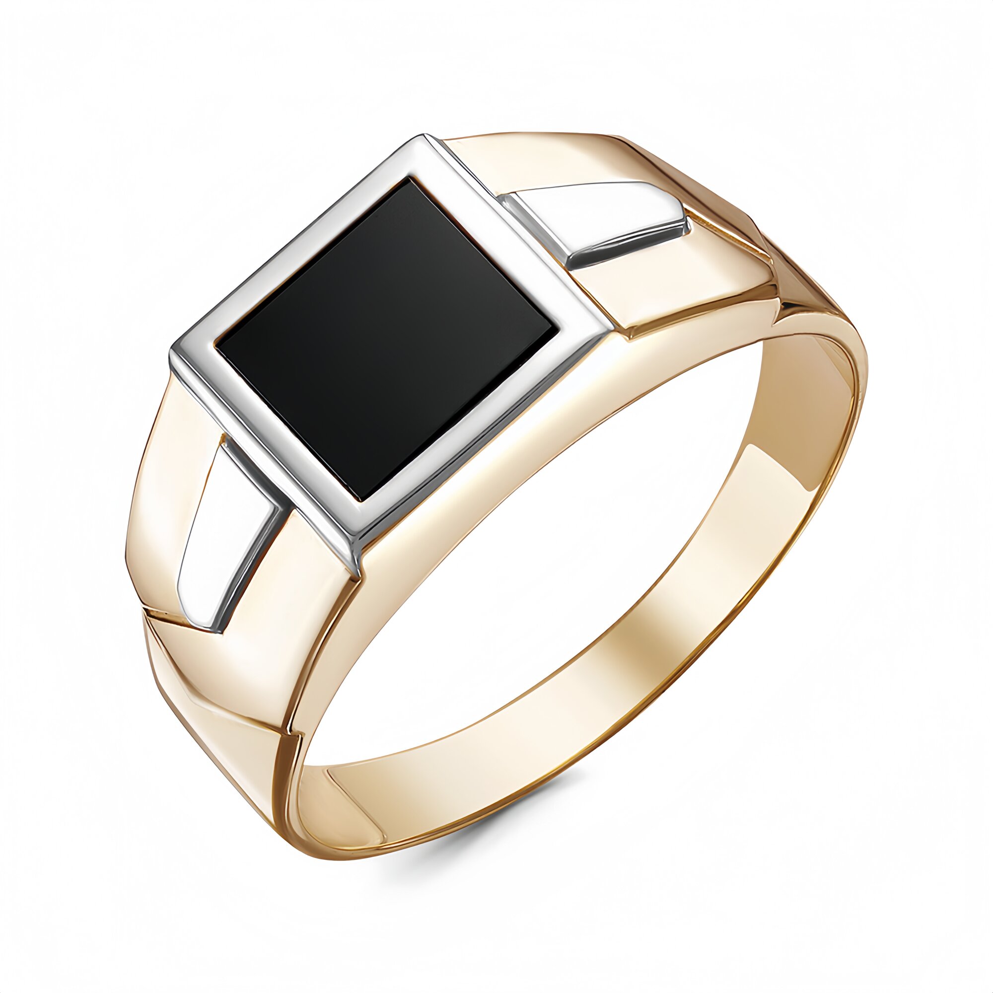 Печатка, красное золото, 585 проба, родирование, фианит