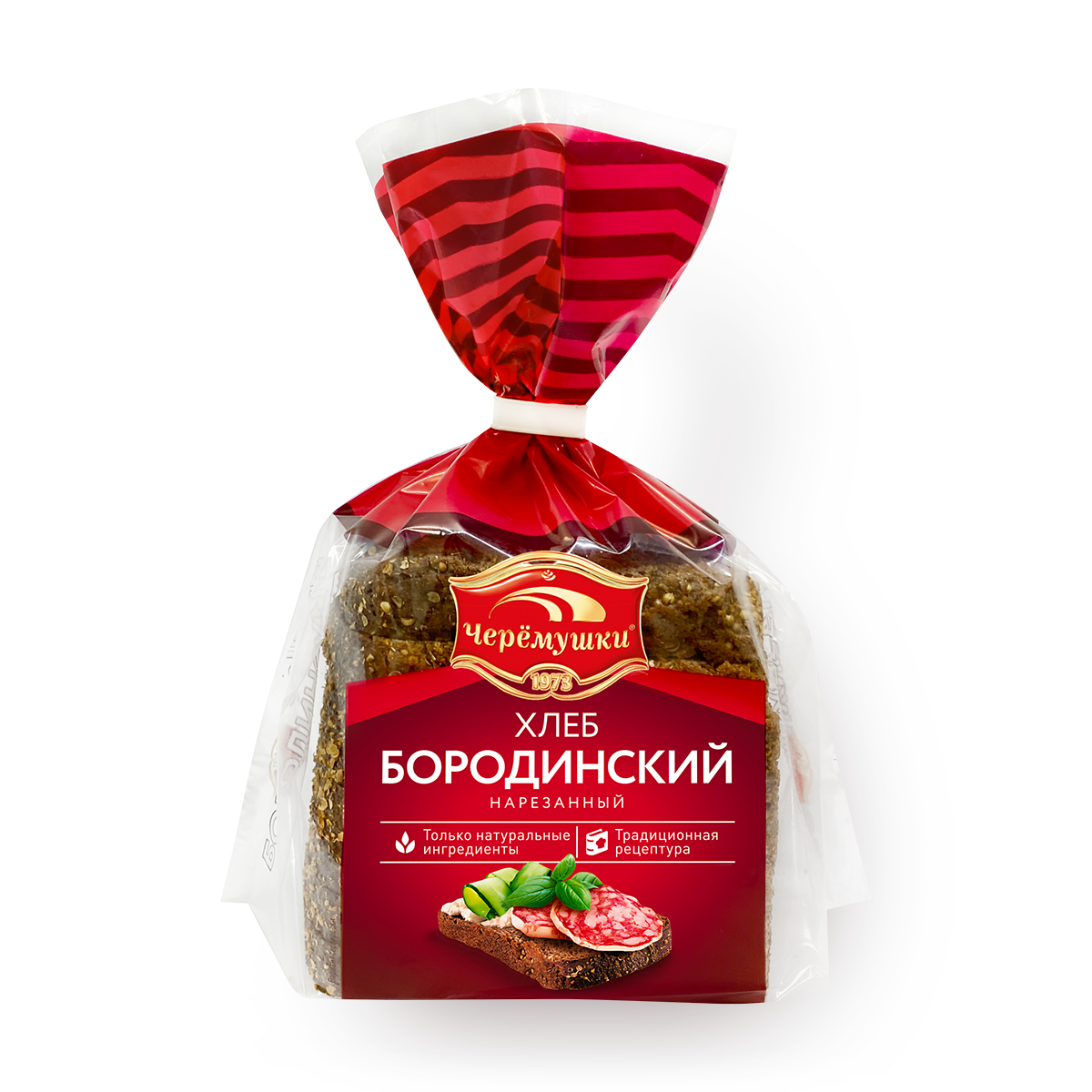 Хлеб Черемушки "Бородинский", в нарезке, ржаная мука, с солодом и тмином, 390 г