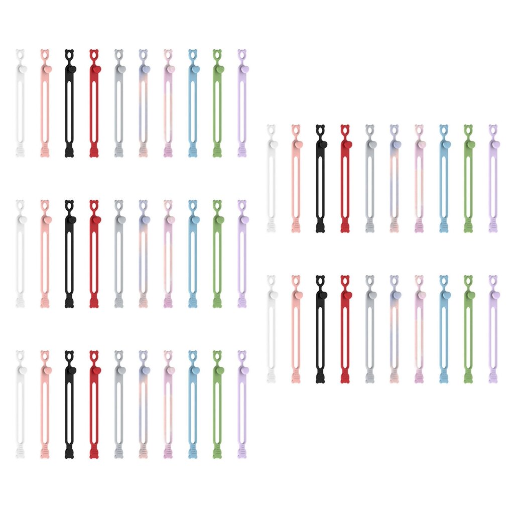50шт Многоразовых силиконовых Кабельных стяжек Для управления настольными кабелями Аксессуары для путешествий