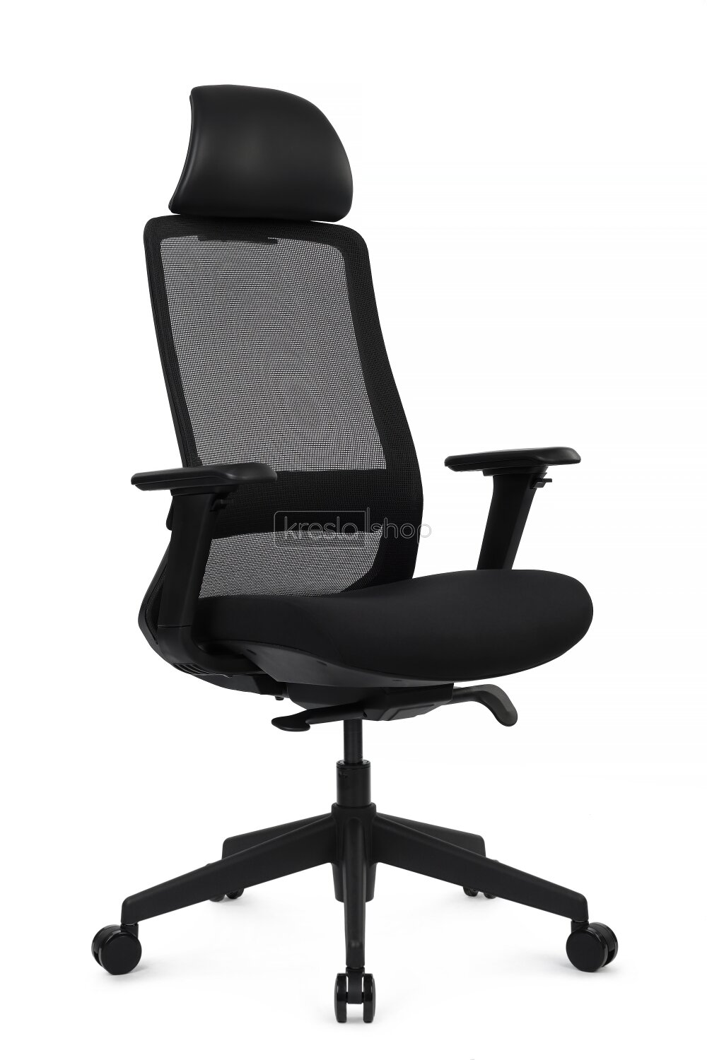 Кресло для персонала Riva Design Cosmo AETH-HB черная сетка, черная ткань, сиденье слайдер