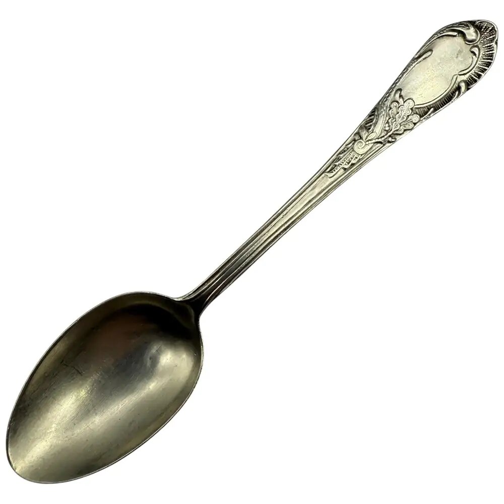 Ложка чайная "Дубок", 14 см, серебро 0.875, 1952 г. З-д им. Дзержинского (КИIВ 2), СССР