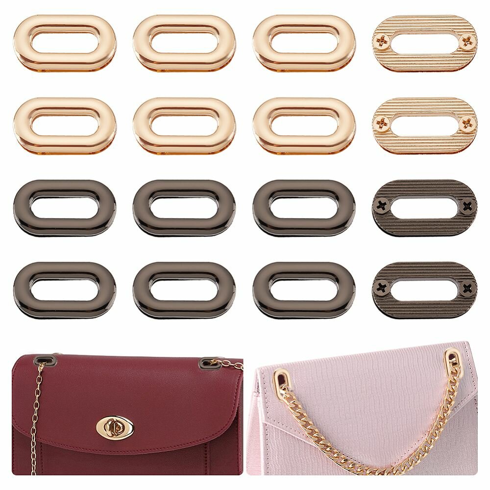 16 шт. 2-цветных овальных люверсов из сплава с винтовым креплением для сумок, сменные аксессуары, разноцветные