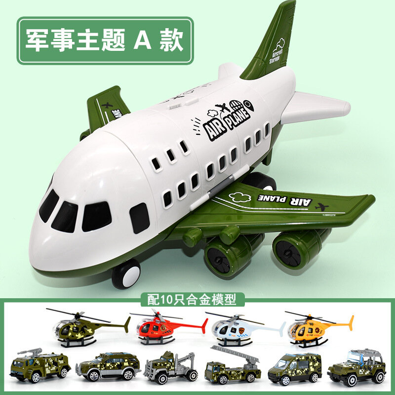 Набор игрушек для детей: большой пассажирский самолет, складная пластиковая модель самолета, инерционная игрушечная машина для мальчиков